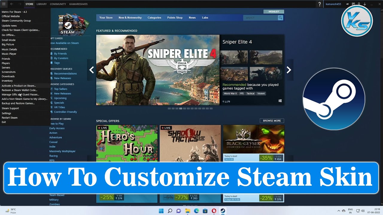 How To Customize Steam Skin (Change Steam Skin/Installing Metro Skin ...