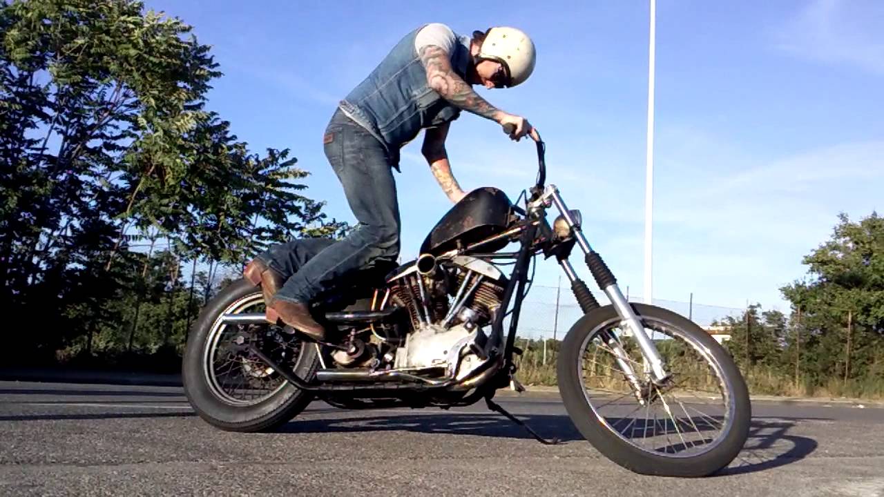 Philip early shovelhead kickstart - YouTube