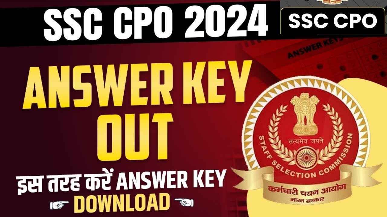 SSC CPO-SI 2024 official Answer Key Released,Check Now - YouTube