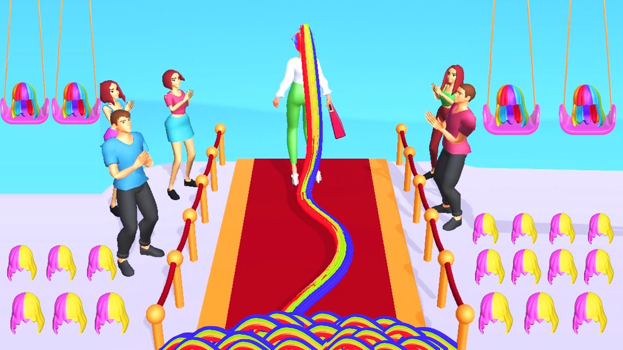 HAIR CHALLENGE game MAX HAIR RUNNER GAME 🌈💇‍♀️💜 Gameplay All Levels ...