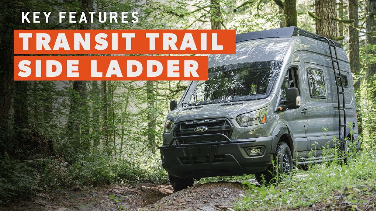 Transit Trail Side Ladder Key Features - Flatline Van Co. - YouTube