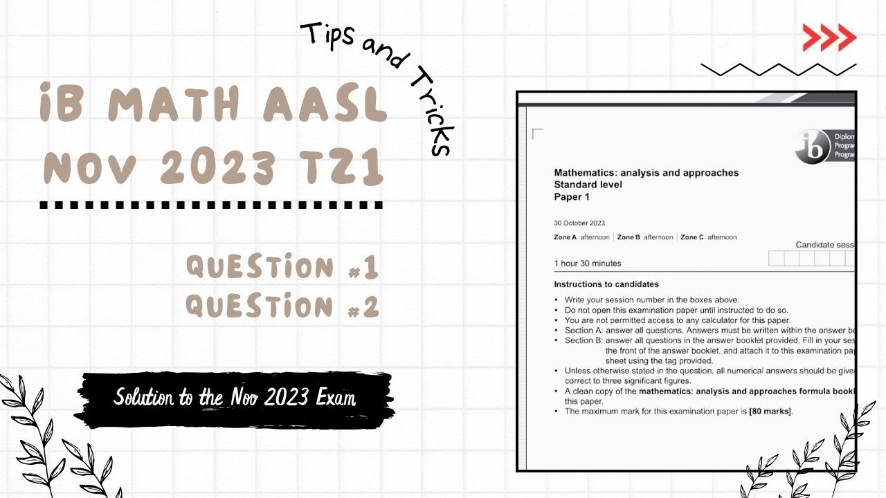 IB DP Math AASL Nov 2023 TZ1 Paper 1 (Section A) - Q1 & Q2 - YouTube