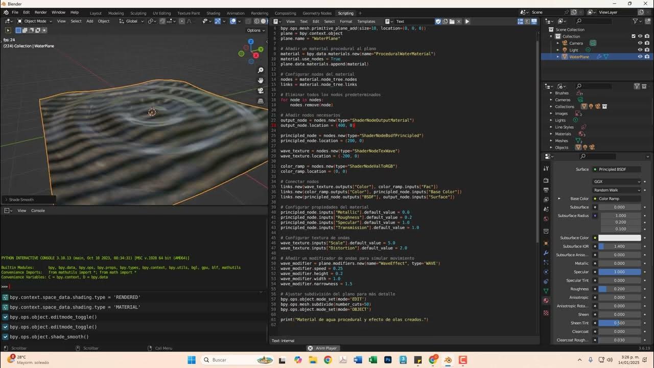 Blender crear ondas en el agua con python #blender3d #blendertips #pythonprogramming #shortfilm ...