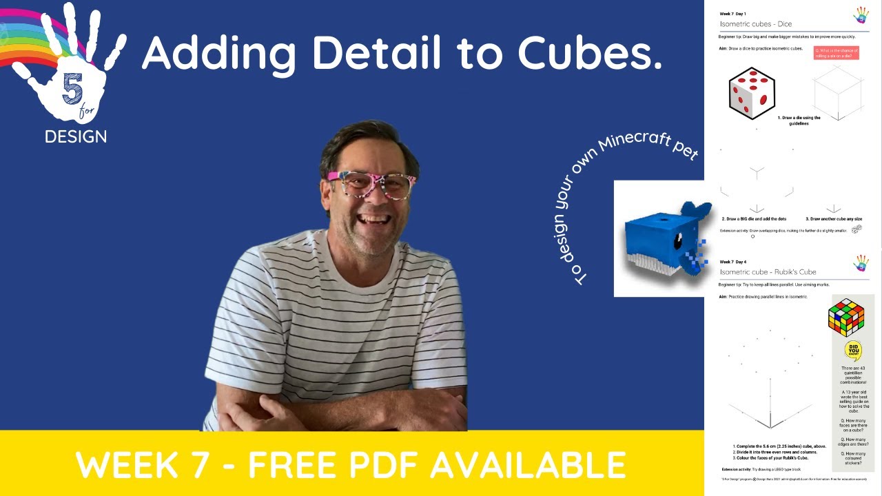 Drawing cubes with lines & ellipses to create a Minecraft pet. Five for ...