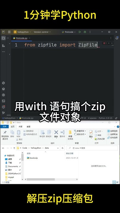 【1分钟学Python】用Python解压zip压缩包 #python #编程 #shady的混乱空间 #zip - YouTube