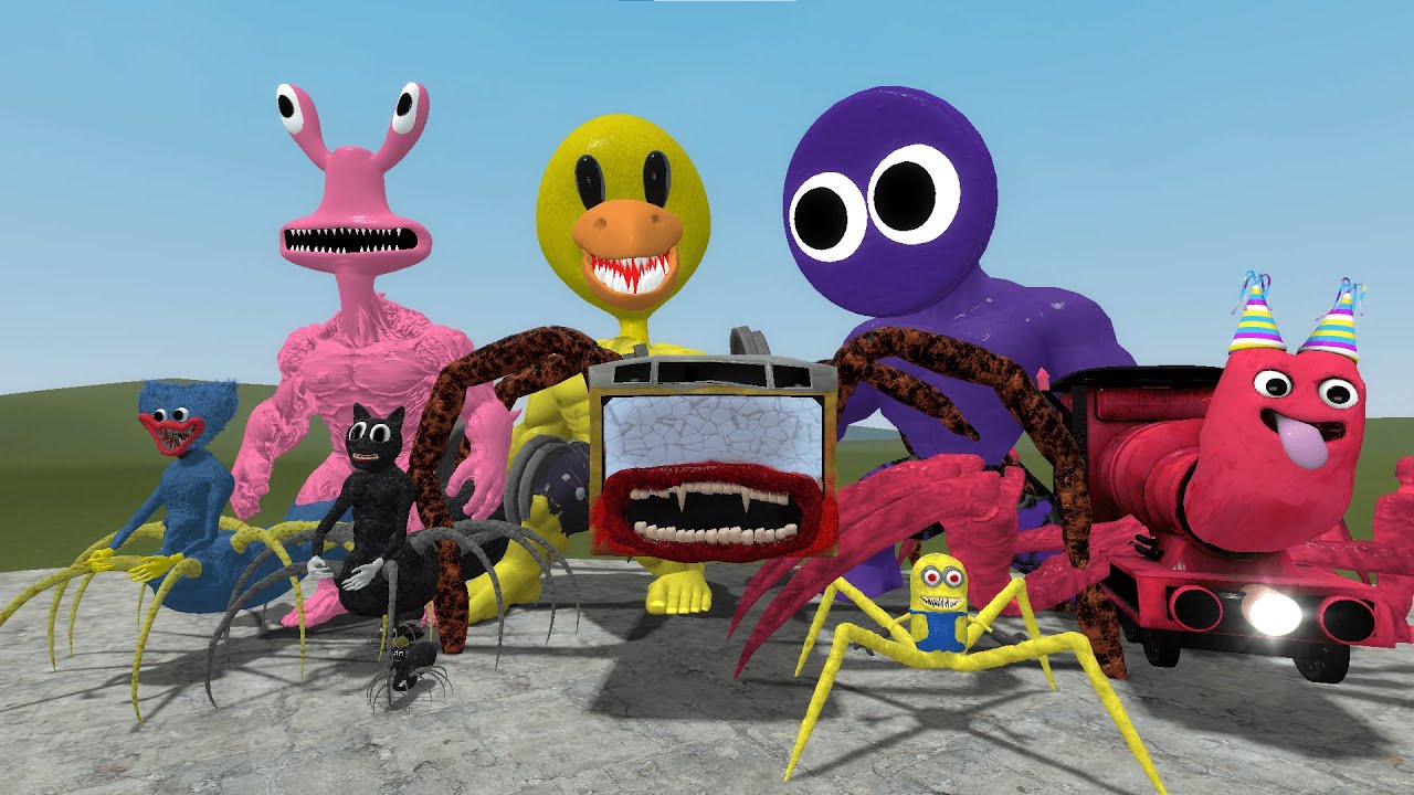 SPIDER-HUGGY AND BUS ESTER MEET IN GARRY'S MOD. PLAY POPPY PLAYTIME IN ...