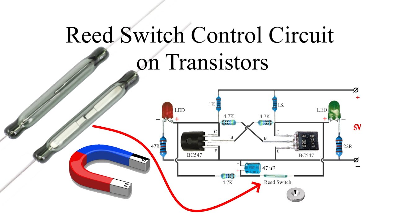Reed Switch Control Circuit on Transistors bc547 | One-button control ...
