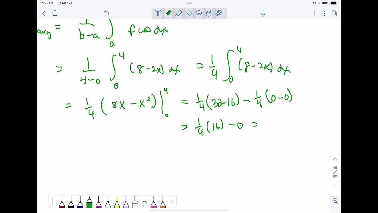 Using Integrals to Find the Average Value of a function over a given interval - YouTube