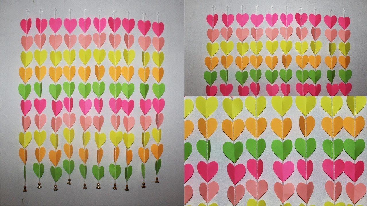 How To Make Wall Hanging With Color Paper #paper hanging By_Life Hacks ...
