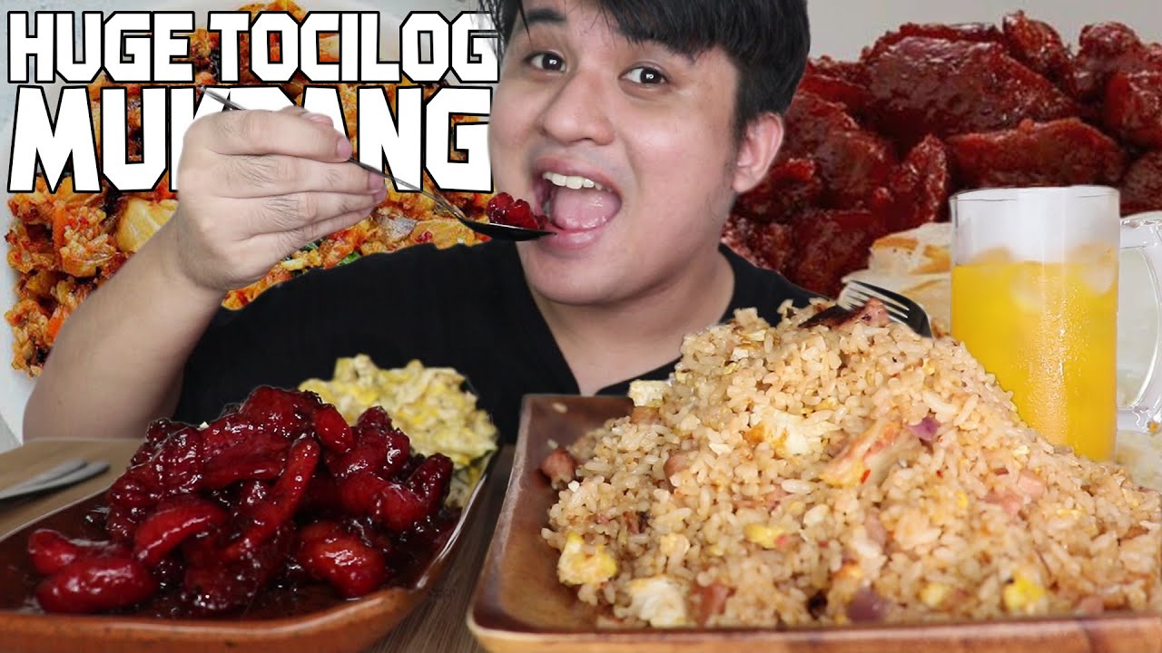 HUGE TOCILOG MUKBANG | PORK TOCINO KIMCHI FRIED RICE SCRAMBLED EGG ...
