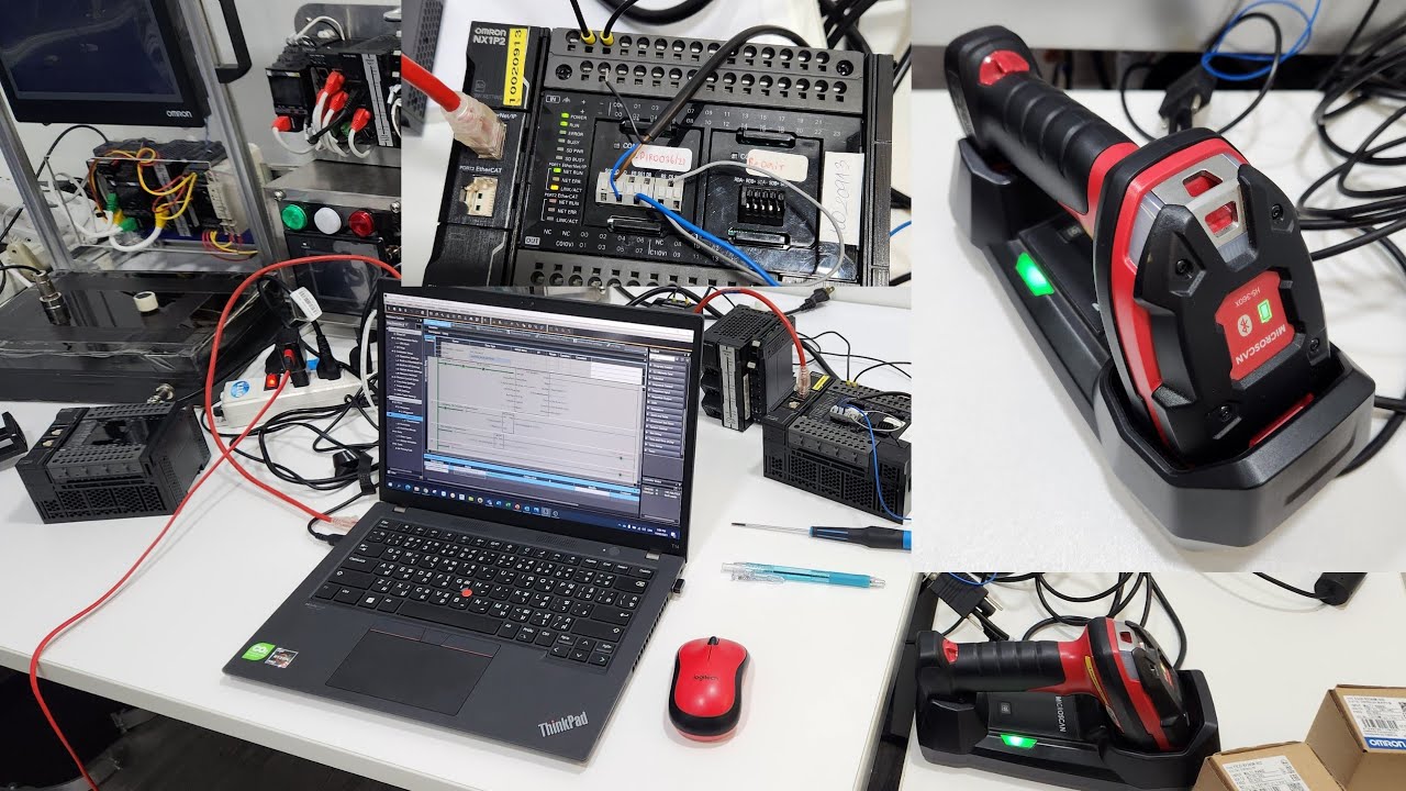 How to NX1P2 Omron Communicate RS-232 Barcode HS-360X Microscan Option ...