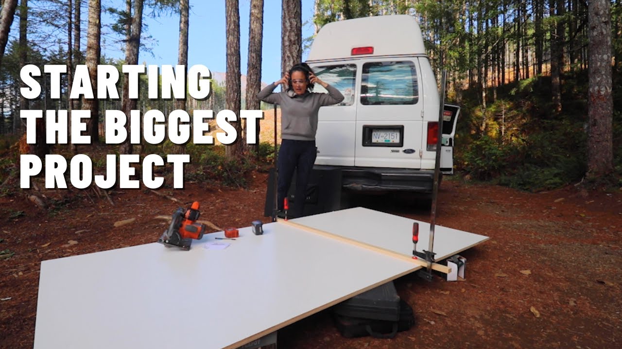BUILDING MY OWN CABINET IN THE WOODS | DIY van build - YouTube