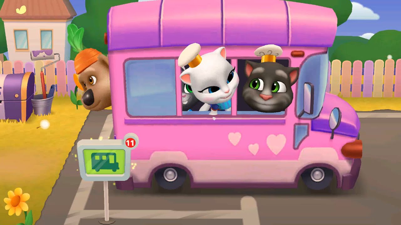 KUCING TOM DAN ANGELA PERGI BELANJA NAIK BUS | KARTUN ANAK | MY TALKING ...