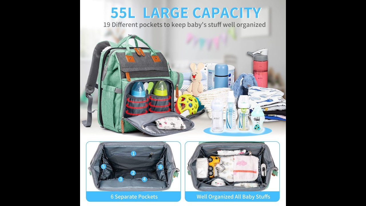 KABAQOO Diaper Bag Backpack, Large Baby Diaper Bags for Boys Girls ...