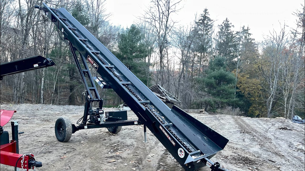25ft Radius Axle Firewood Conveyor - YouTube