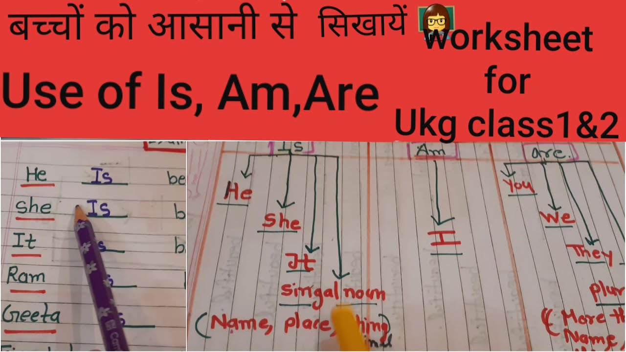👩‍🏫 Use of Is, Am, Are english grammer for kids ukg, class 1 & 2 with ...