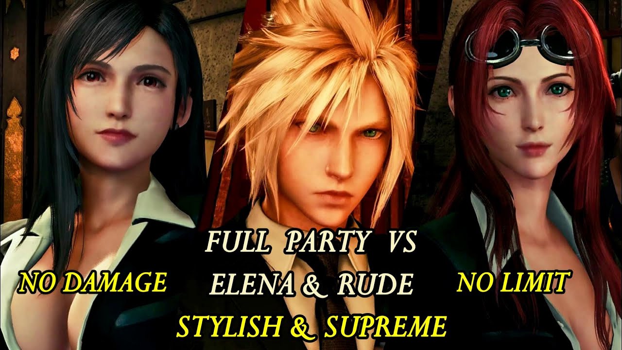 FFVII Rebirth Cloud, Aerith & Tifa Vs Elena & Rude (No Damage, Hard ...