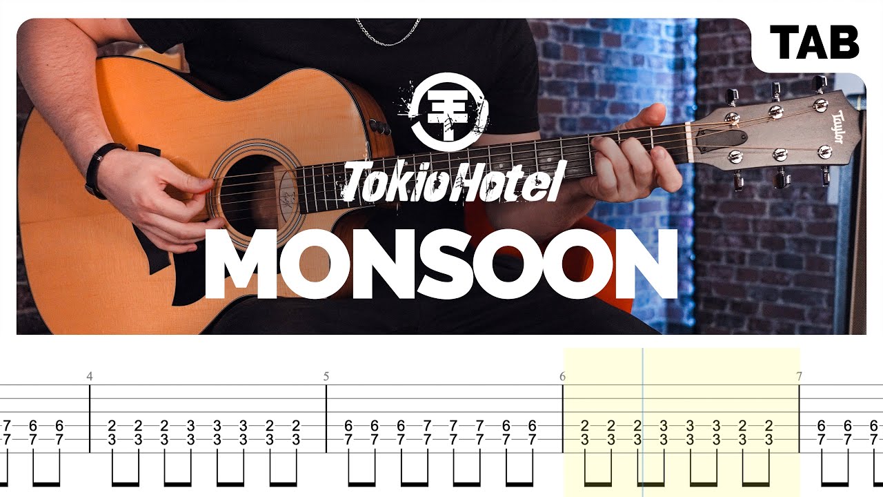 Tokio Hotel - Monsoon (Guitar Tab) | Lesson | Cover | Tutorial - YouTube