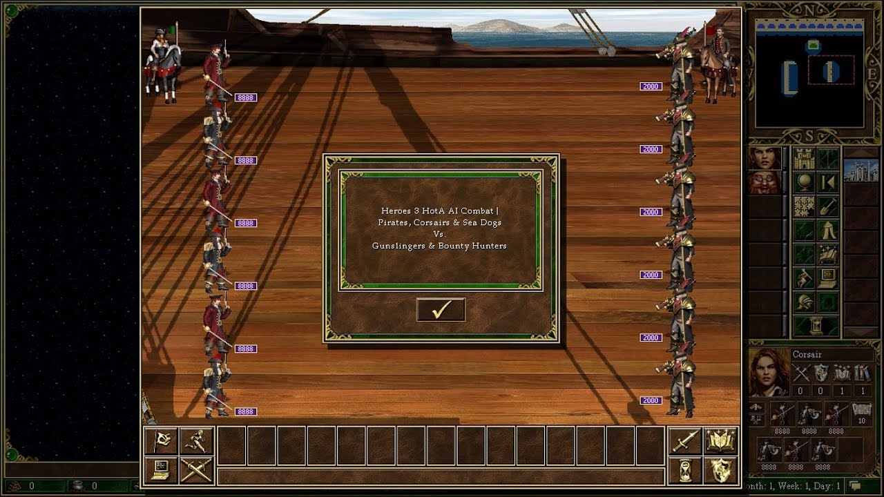 Heroes 3 HotA AI Combat | Pirates, Corsairs & Sea Dogs Vs. Gunslingers ...