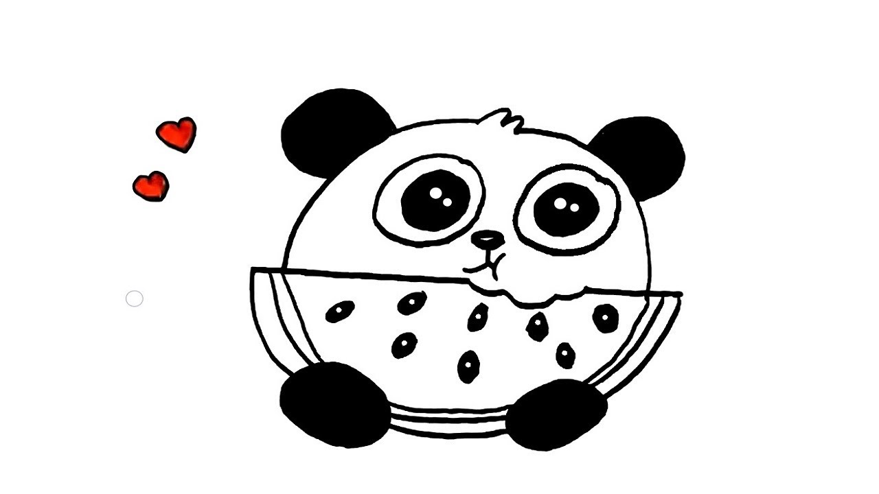 How to Draw a Cute Panda Eating Watermelon | Easy Step-by-Step Tutorial ...