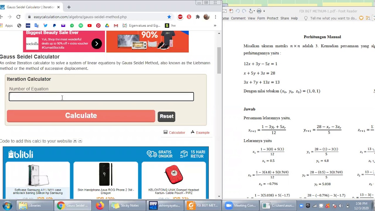 Program Metode Numerik (Matriks Gauss Seidel) - YouTube
