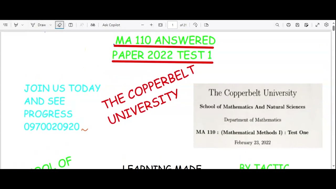 MA 110 TEST 1 2022 QUESTION ONE - YouTube