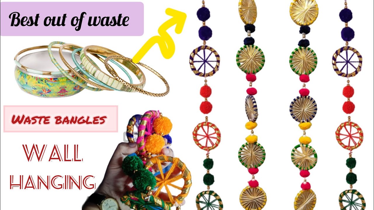 How to make wall hanging using old bangles/diy wall hanging/bangles diy ...