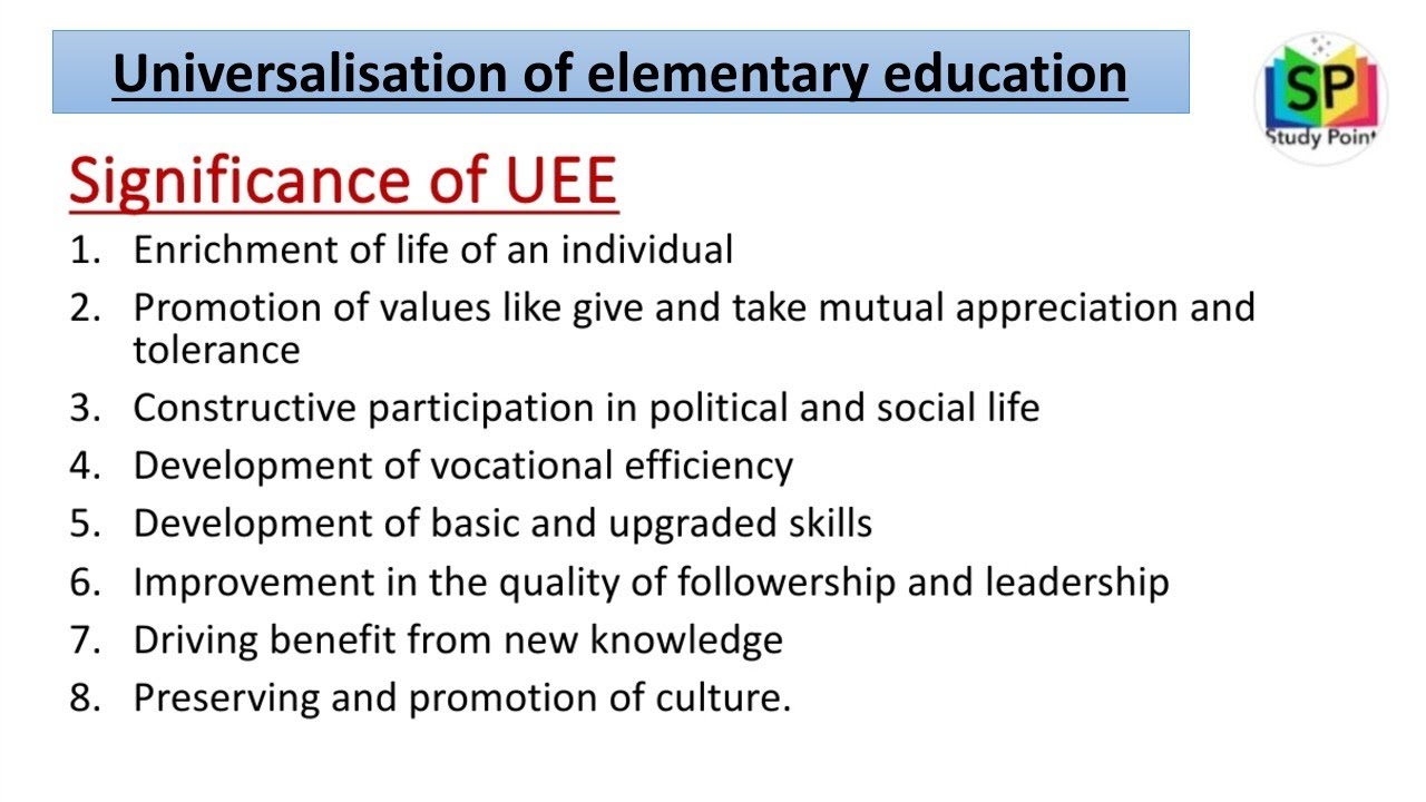Significance of UEE // Pointwise // (Universalisation of Elementary ...