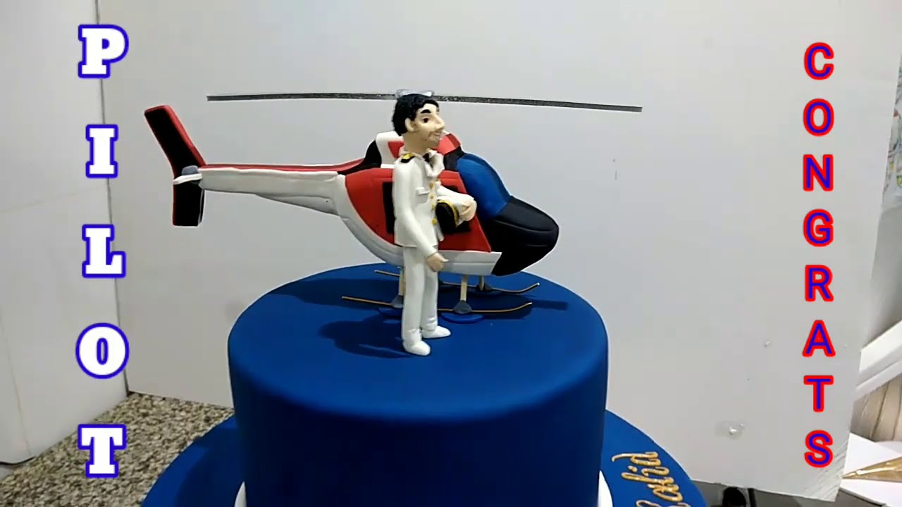 Helicopter with new Graduate Pilot, Birthday Cake Topper - YouTube