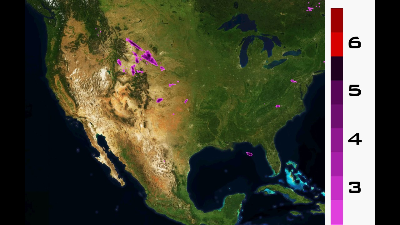 Lightning Activity Level in USA at July 19-20th 2017 - YouTube