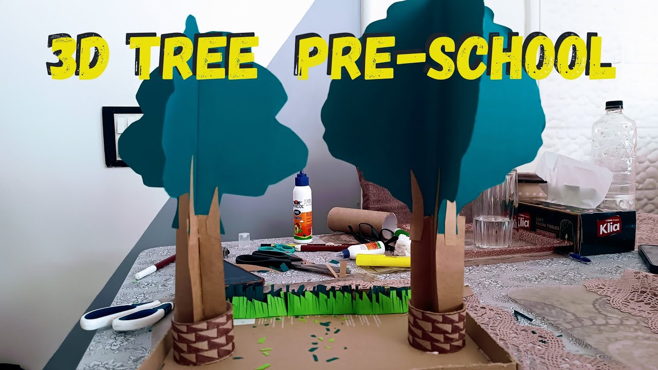 How to make a 3D paper tree project for school | 3D paper Tree Pre ...