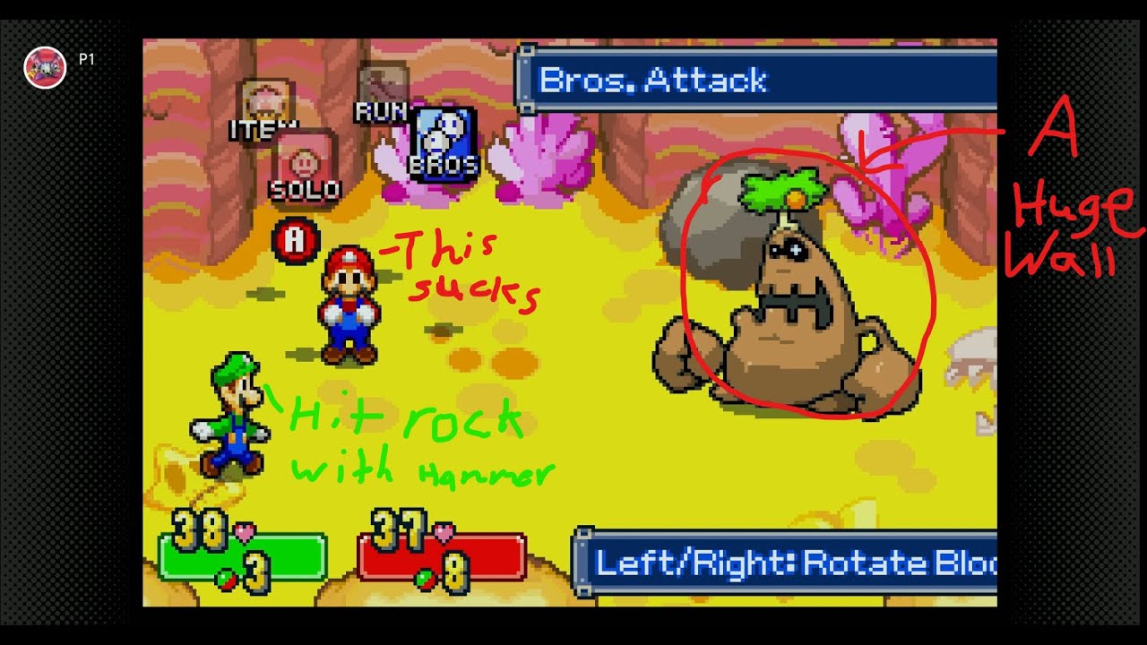 Mario and Luigi Superstar Saga: Fighting Trunkle The Wall - YouTube