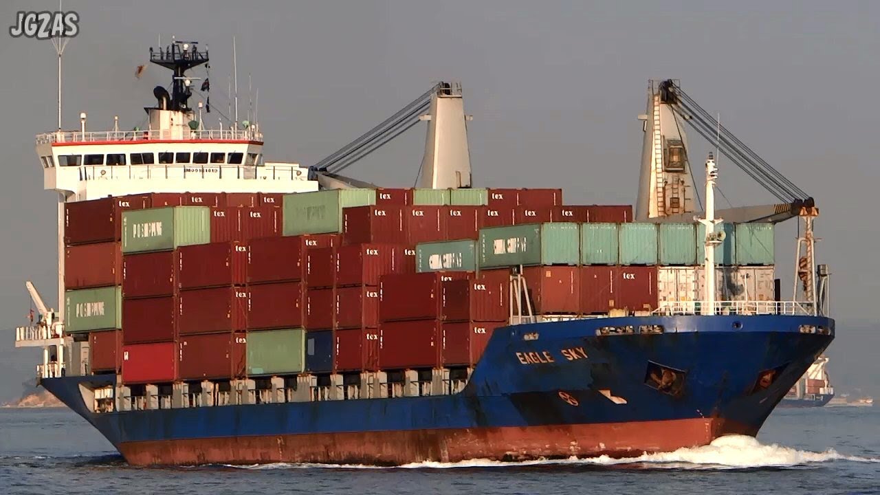 EAGLE SKY Container ship コンテナ船 Kanmon Strait 関門海峡 2014-FEB - YouTube