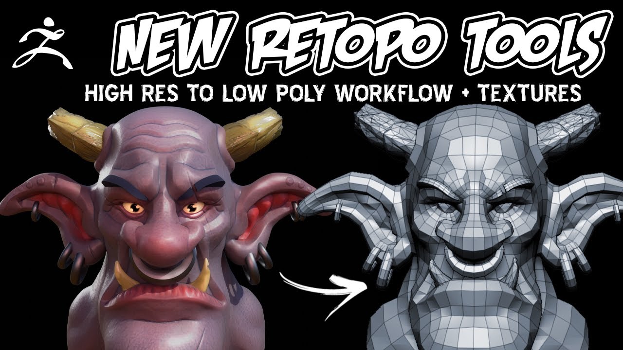 New Retopo Brush - High to Low Poly Workflow + Textures - YouTube