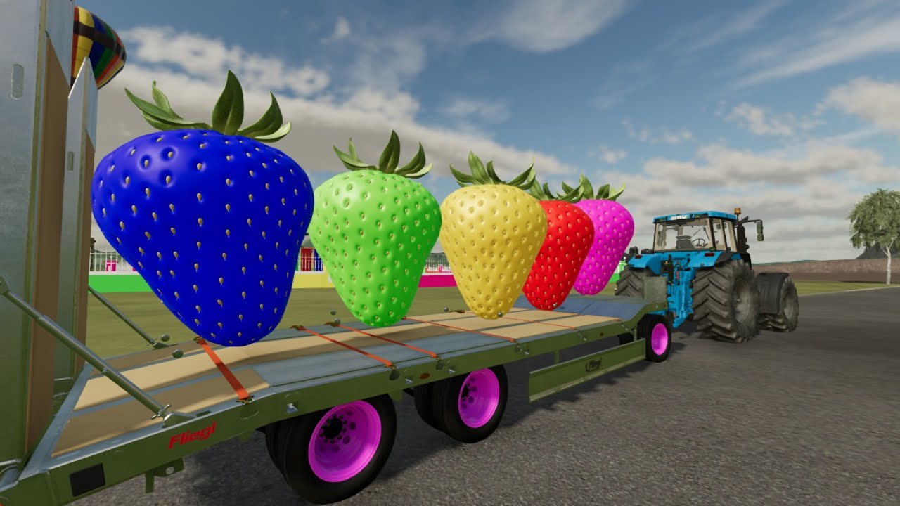 TRANSPORT GIANT COLORED STRAWBERRY WITH CLAAS TRACTORS - Farming ...