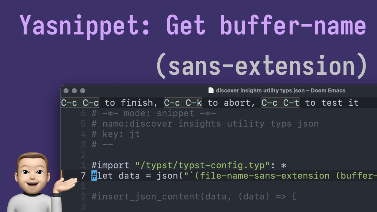 How to extract the Filename from an Emacs buffer and include it in a Yasnippet - YouTube