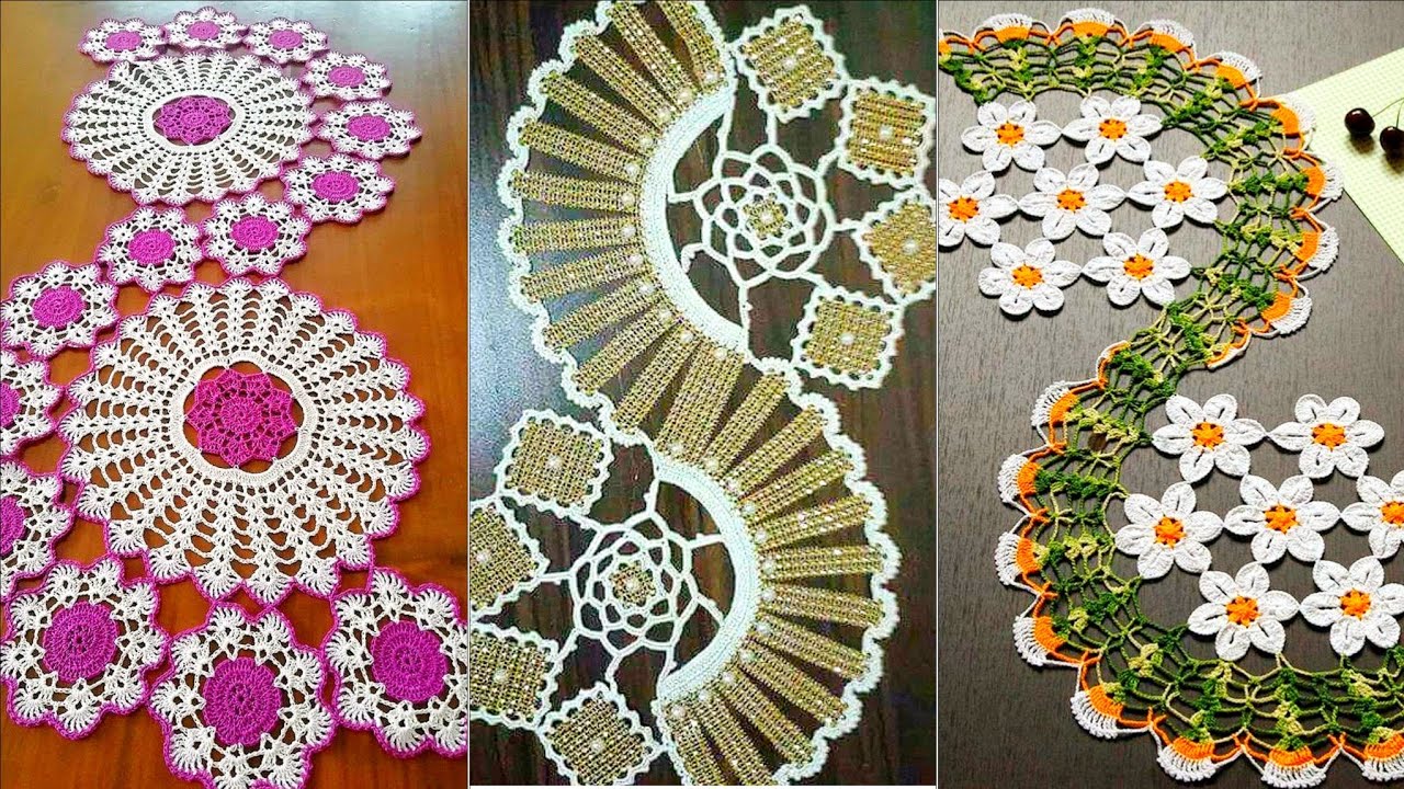 Top Attractive Beautiful Crochet Dinner Table Runner/Flower decortaive ...