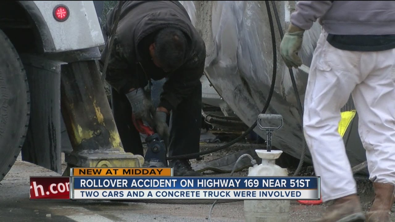 Highway 169 having traffic problems due to rollover accident - YouTube