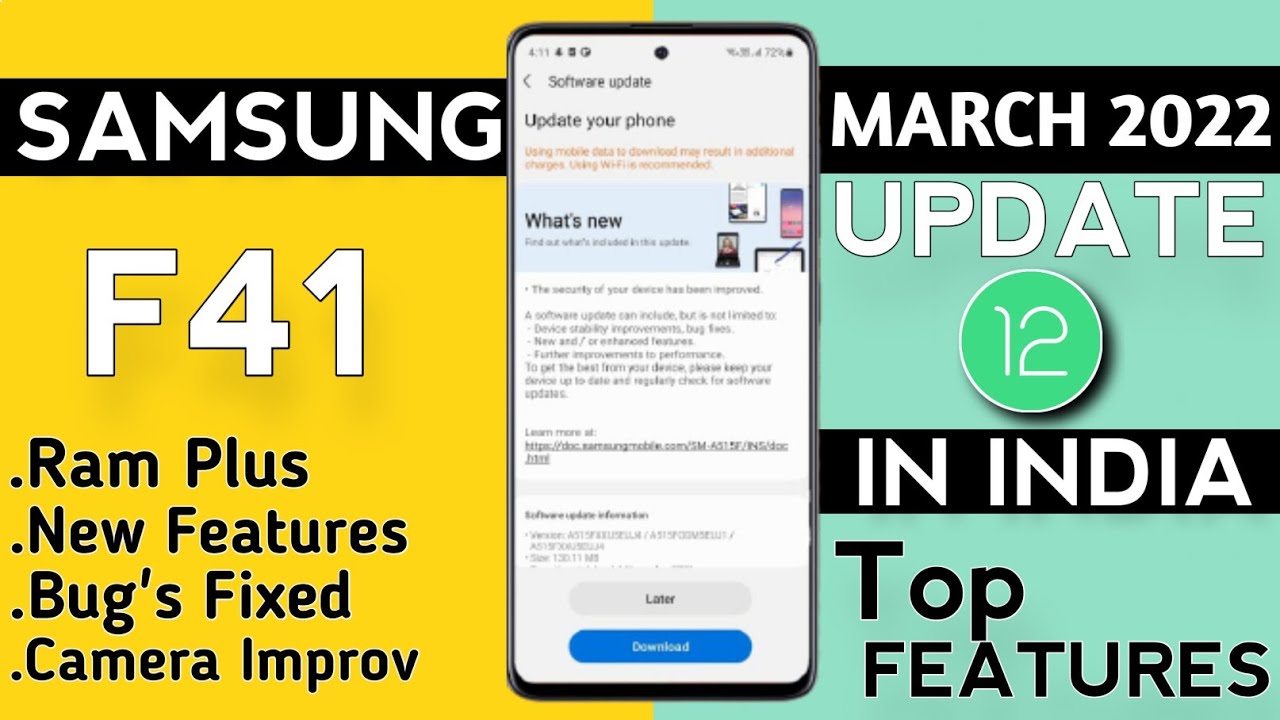 Samsung F41 March Update Released | OneUI 4.1 + Android 12 | Top ...