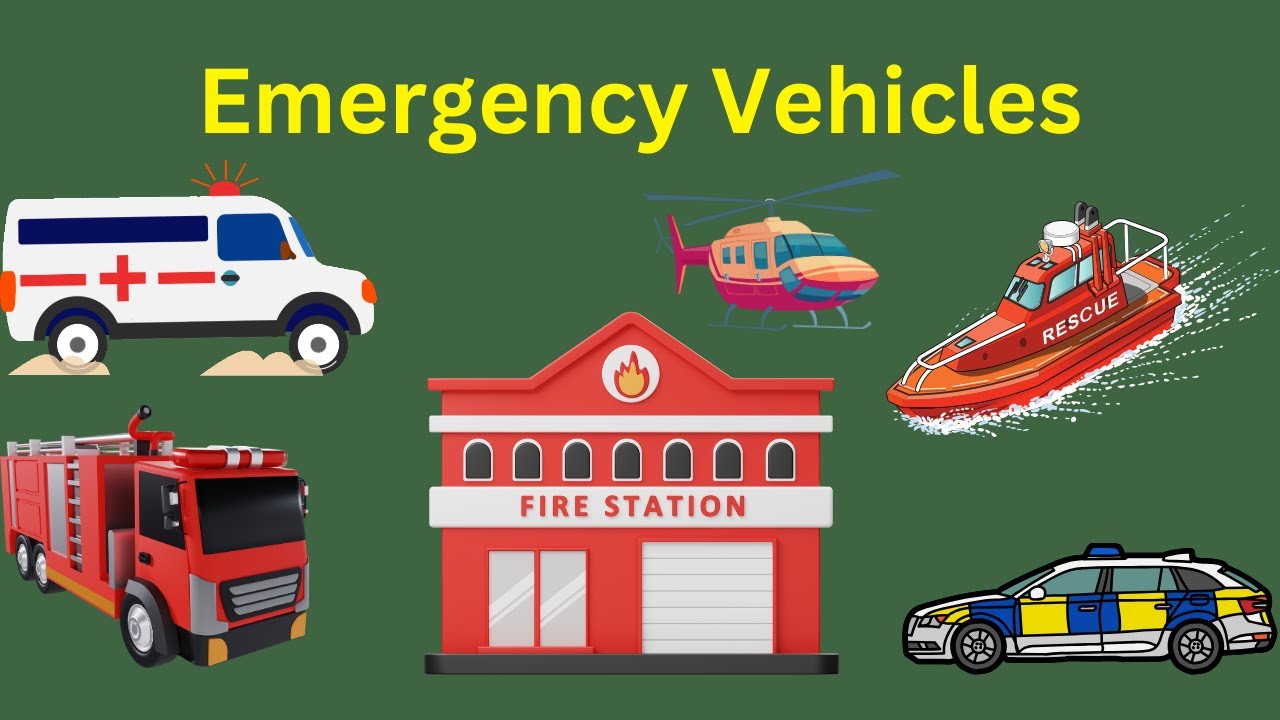 Emergency Vehicles for kids | Names of Emergency Vehicles | Vehicles ...