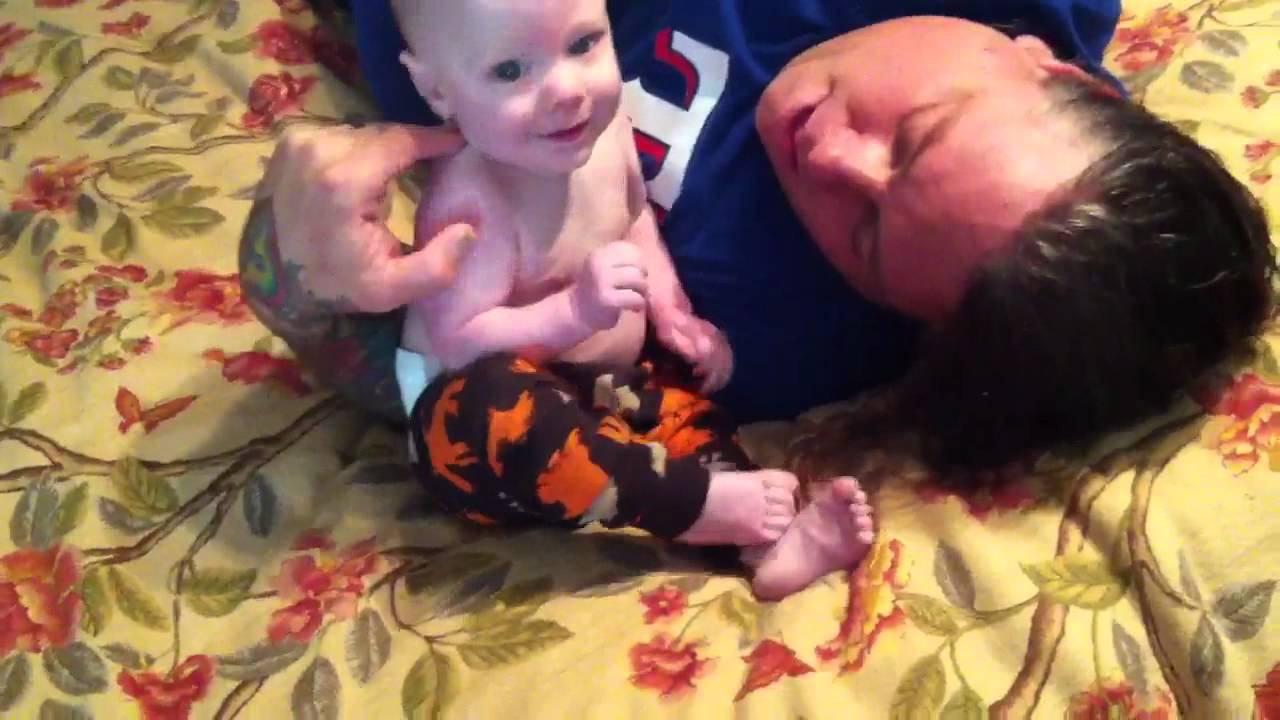 Rough housing with dad - YouTube