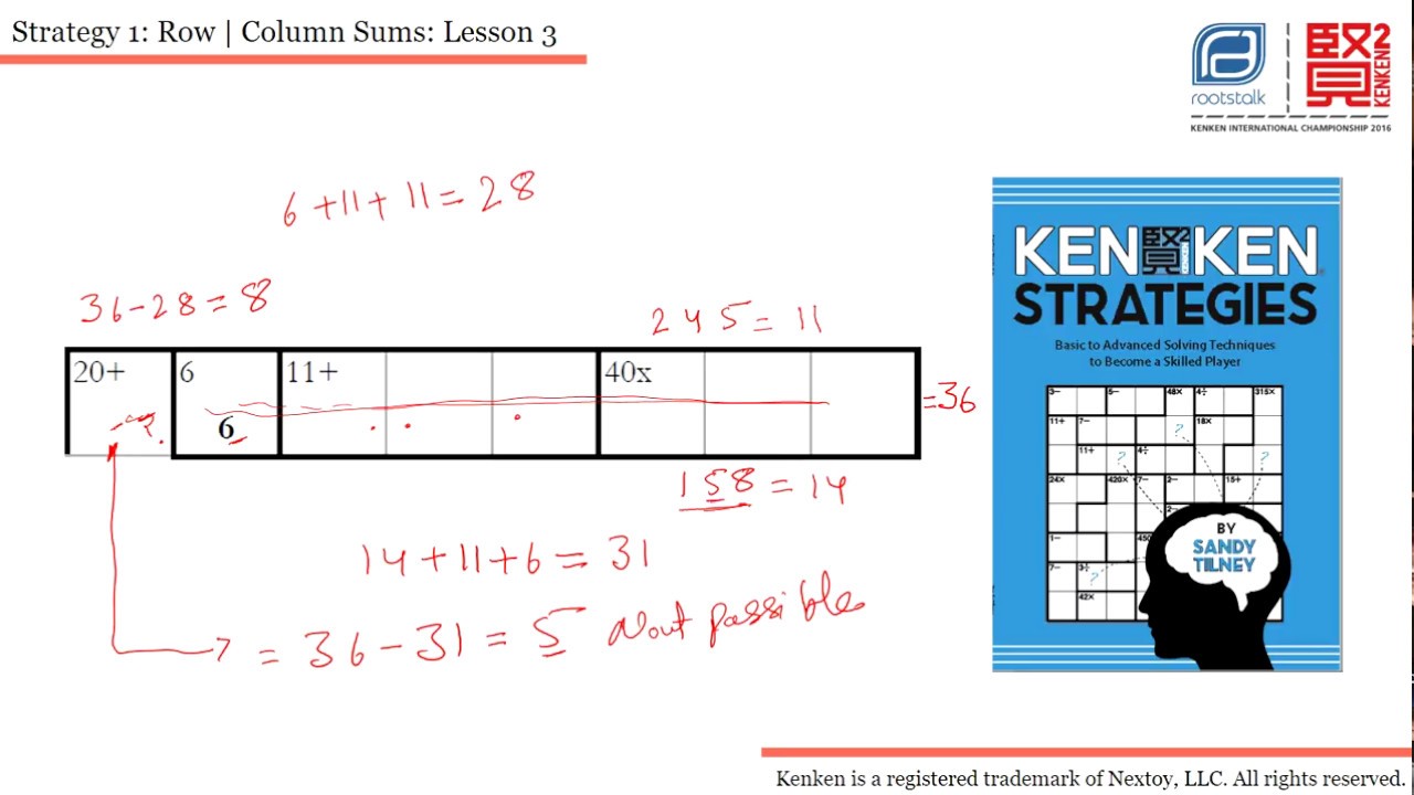 Kenken Strategies- Row-Column Sums- Lesson 3 - YouTube