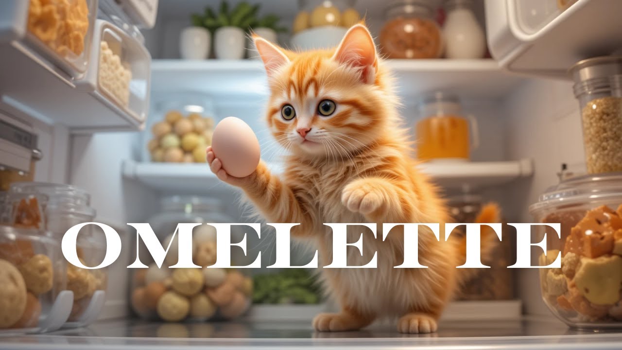Cute Fluffy Kitten Cooks an Omelette! 🍳 The Cutest Cooking Cat Ever ...