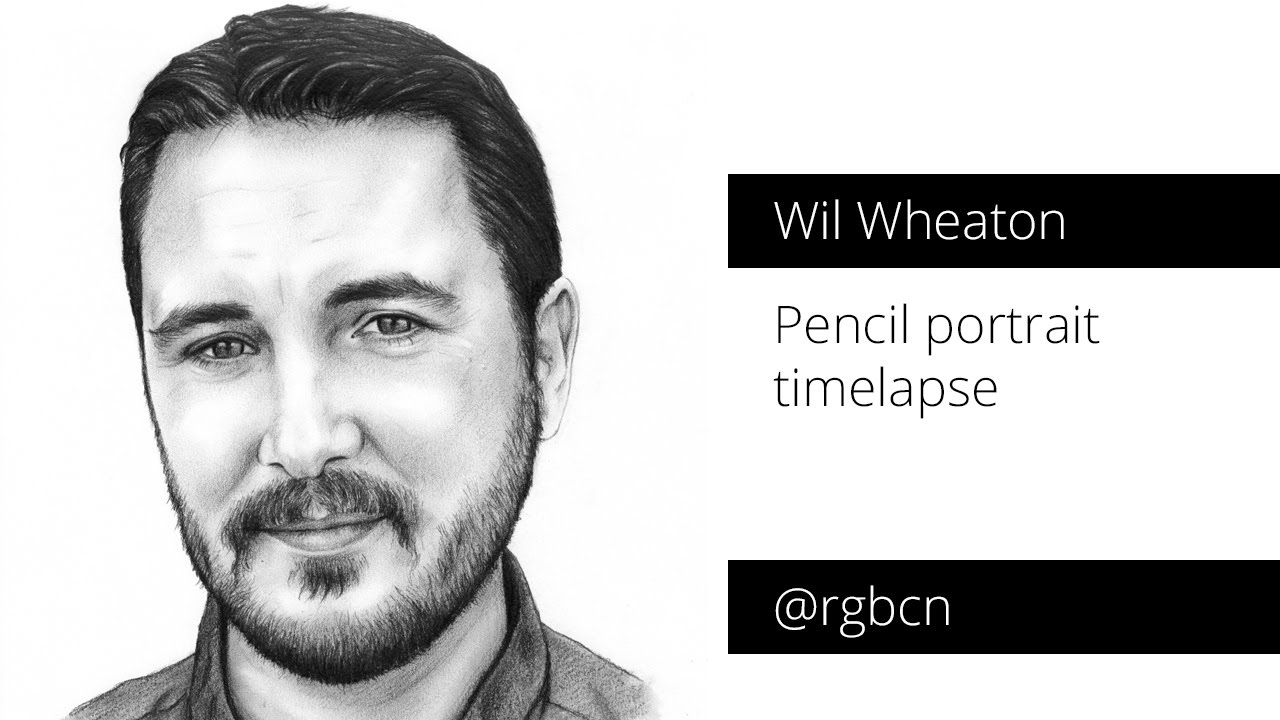Wil Wheaton pencil portrait timelapse - YouTube