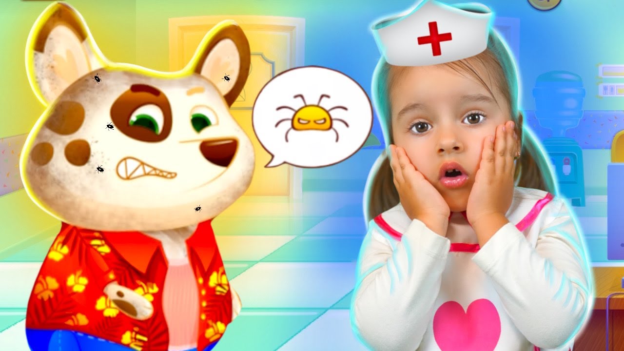 Duddu dog is sick! Arina helps Duddu and treats him like a doctor in ...