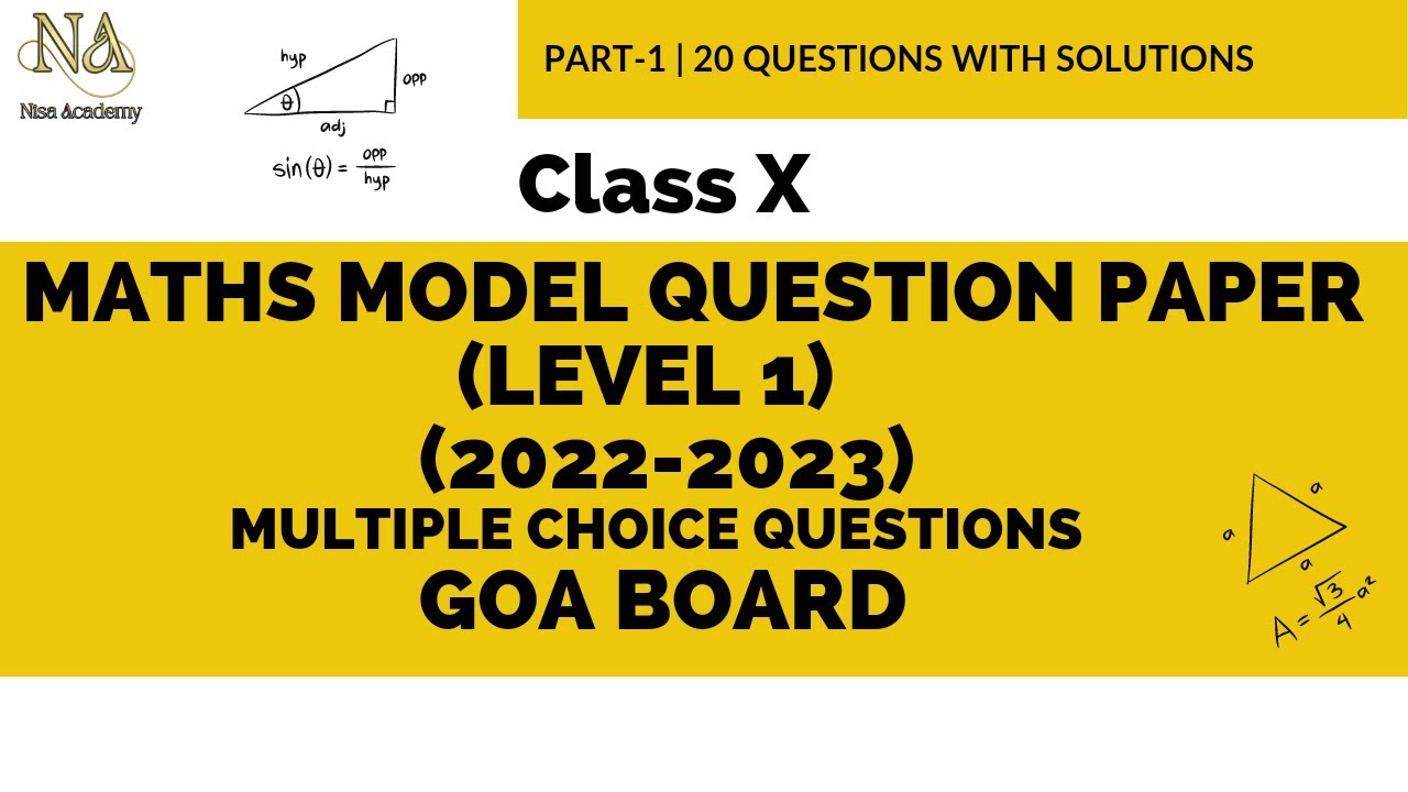 Class 10th Maths Model Question Paper (Level 1) | MCQ Solutions 2022 ...