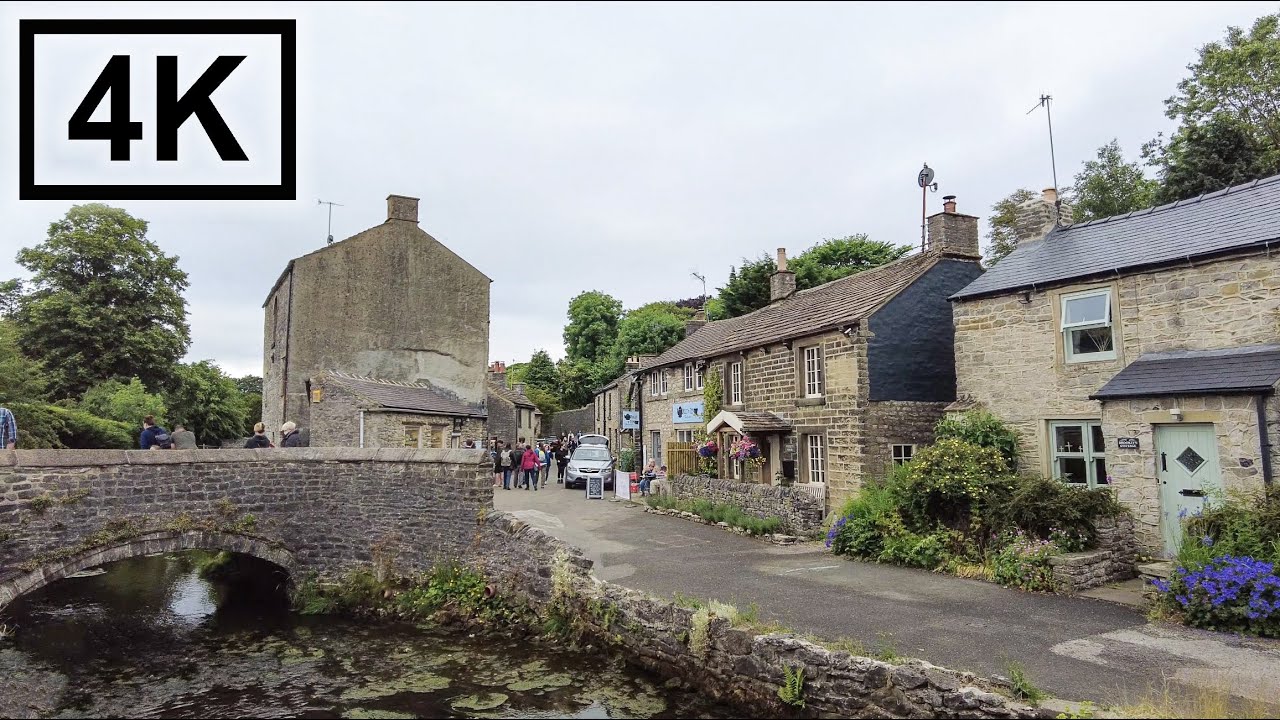 UK Village Walk | Castleton, Peak District | June 2021 ☁️ | 4K 3D Sound ...