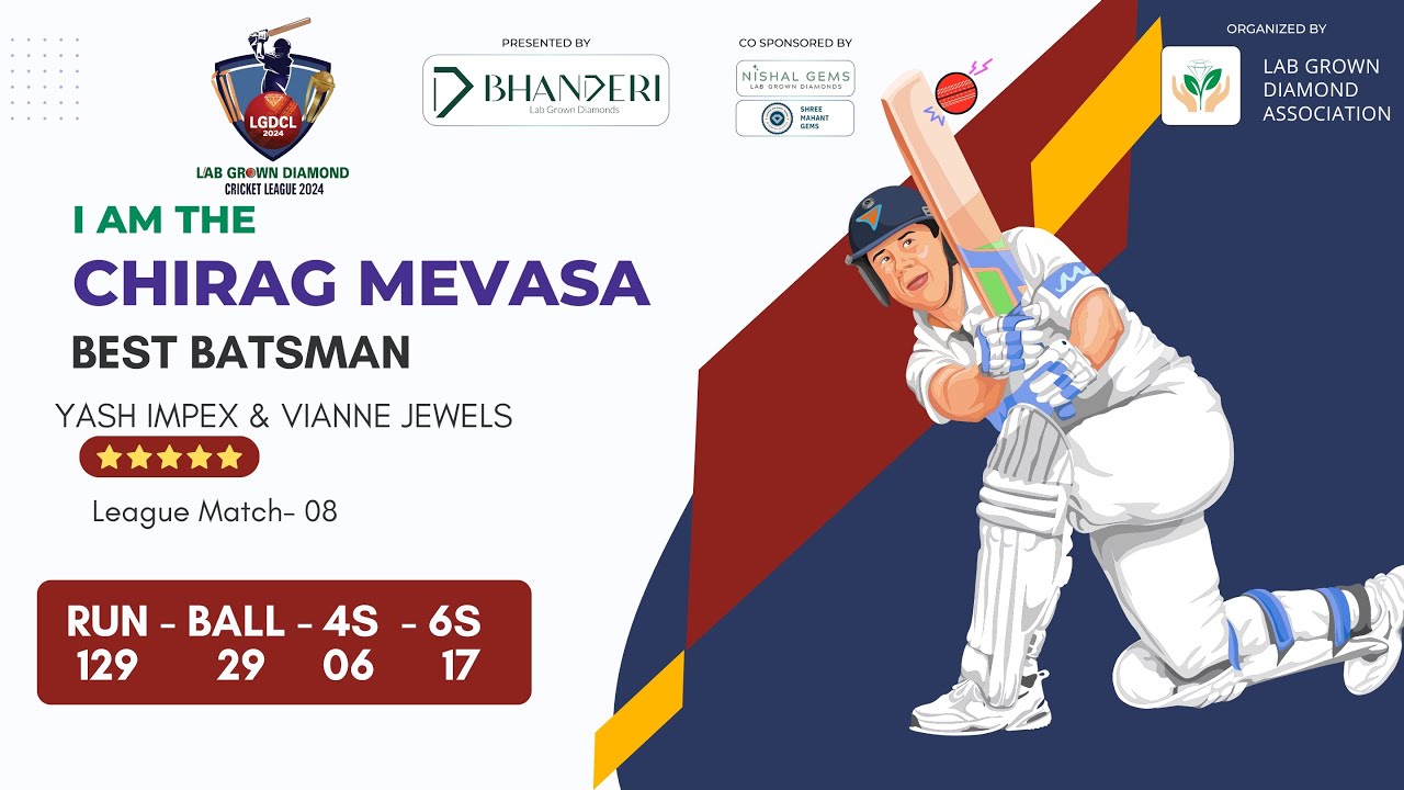 LGDCL 2024 (League match 8) Best Batsman CHIRAG (YASH IMPEX & VIANNE ...