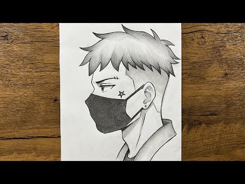 How to Draw Anime Boy Wearing Face Mask | Step-by-Step Pencil Drawing Tutorial