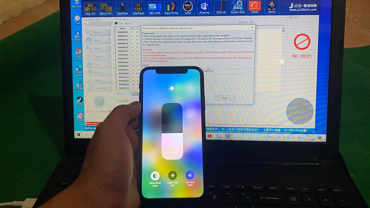 Tutorial copy truetone tanpa lcd bawaan menggunakan icopy jcid v1se ...
